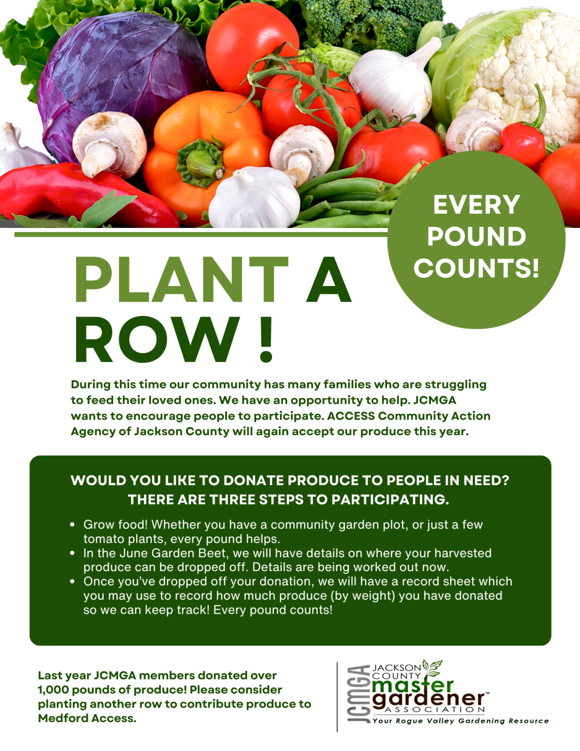 Plant A Row Project – Jackson County Master Gardener Association
